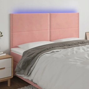 Čelo Postele S Led Tmavě Šedé Samet Růžová 180 x 5 x 118/128 cm
