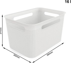 Rotho Úložný box s víkem a s madly BRISEN 16l, 36x26,2x21cm, bílý