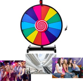 Costway Hračka 24" Wheel of Fortune Barevné kolo Hry pro loterijní hry Slovní