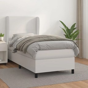 Box spring postel s matrací bílá 80 x 200 cm umělá kůže,  3128878
