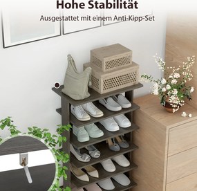 Costway 8 Odstupňovaný stojan na boty, výškově nastavitelný botník, prostorově