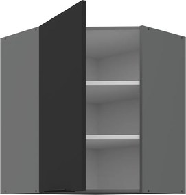 ARIA ab| horní kuchyňská skříňka 60x60 GN-72 1F (45°) rohová s policemi | 60x60 cm | antracit/černá