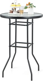 Costway High Garden Table Barový stůl Kulatý bistro s deskou stolu z tvrzeného