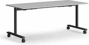 Mobilní stůl MATCH, 180x80 cm, černá podnož, šedá