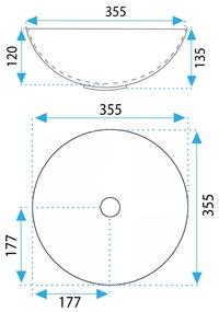 Rea Stella, umyvadlo na desku 355x355x135 mm, bílá-zlatý okraj, REA-U7445