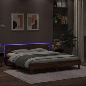 Rám postele s čelem a LED osvětlením hnědý dub 180 x 200 cm 3207531