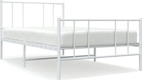 vidaXL Kovový rám postele s hlavovým a nožním čelem 100 x 200 cm [352542] Barva: Bílá