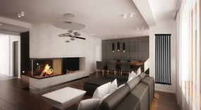 Regnis Kalipso MIR, topné těleso 500x1000mm se středovým připojením 50mm, 531W, černá matná, KALIPSOMIR/1000/500/D5/BLACK