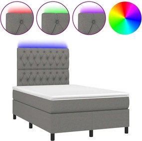 Box spring postel s matrací a LED tmavě šedá 120x190 cm textil 3270219