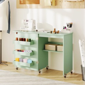 Costway Skládací šicí stůl Rolling Craft Station s – 118,5 × 40 × 79,5 cm