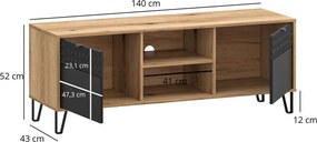 TV stolek 2d (P) dub evok / černý Bellano