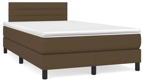 Box spring postel s matrací a LED tmavě hnědá 120x190 cm textil