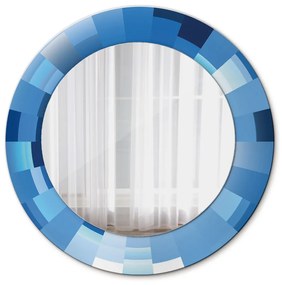 Kulaté zrcadlo rám s potiskem Modrý abstrakt