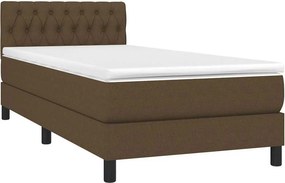 Box spring postel s matrací a LED tmavě hnědá 90x200 cm textil 3133368