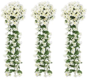 Umělé květinové girlandy 3 ks bílé 85 cm - Default Title