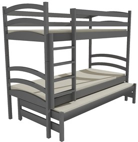 Patrová postel s výsuvnou přistýlkou PPV 011 90 x 200 cm - šedá