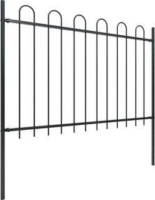 Zahradní plot s obloukem nahoře ocelový 504 x 120 cm černý 277667