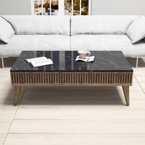 Konferenční stolek Milan 105 cm hnědý/černý mramor