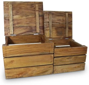 2dílná sada úložných boxů z masivního recyklovaného dřeva - Default Title
