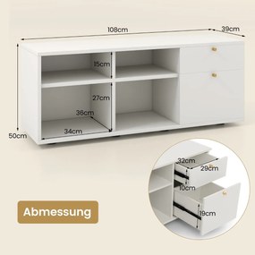 Costway Komoda se 2 zásuvkami a 4 přihrádkami a nastavitelnými nohami příborník