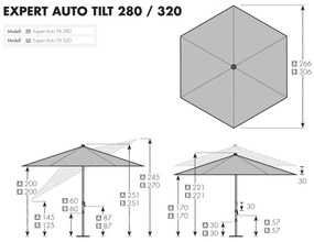 Slunečník DOPPLER Expert Auto Tilt 280 cm nastavitelný terakota