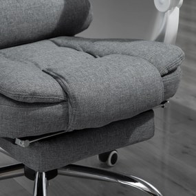 Ergonomická kancelářská židle Vinsetto s opěrkou nohou, s polohovací opěrkou zad, polstrovanými područkami a šedým látkovým potahem