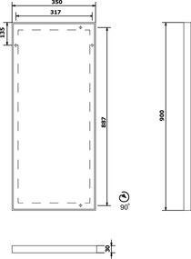 Sapho, AROWANA zrcadlo v rámu, 350x900mm, chrom, AW3590