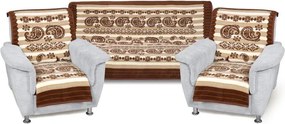 Bellatex Souprava Karmela PLUS 3+1+1 Béžová,Hnědá 150x200 cm, 2ks 65x150 cm