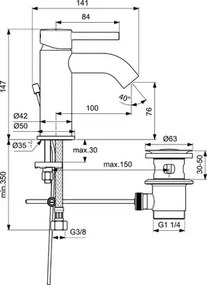 Ideal Standard CeraLine - Umyvadlová baterie s výpustí | černá