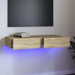 vidaXL TV skříňka s LED osvětlením dub sonoma 90 x 35 x 15,5