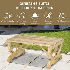 Zahradní lavice Outsunny dřevo odolné proti povětrnostním vlivům 98 x 50 x 39,5 cm rustikální lavice pro zahradní nábytek v přírodní barvě | Aosom.de