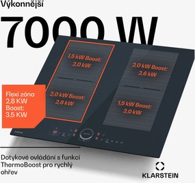 Klarstein Delicatessa 60 Flex vestavná indukční varná deska, 7000 W, Flexi zóna, Booster, Indukce