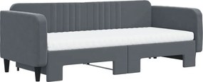 Válenda s přistýlkou a matracemi tmavě šedá 90 x 200 cm samet 3197088