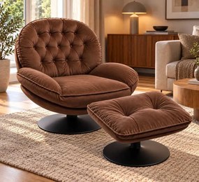 LuxuryForm DESIGN Relaxační otočné křeslo LUNA - hnědé