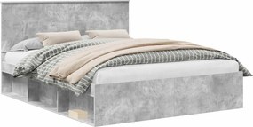 Rám postele s čelo Beton 160 x 200 cm Masivní borové dřevo 3410986