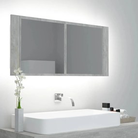 LED koupelnová skříňka se zrcadlem betonově šedá 100x12x45 cm