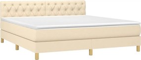 Box spring postel s matrací a LED krémová 160x200 cm textil 3133970