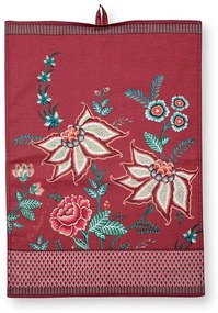 Pip Studio Flower Festival kuchyňská utěrka 50 x 70cm, tmavě růžová