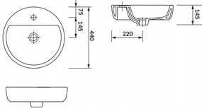 Cersanit Caspia Ring Box, umyvadlo na desku 44 x 44 cm, bílá, K11-0094