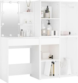 vidaXL LED toaletní stolek se 2 skříňkami bílý kompozitní dřevo [3082026]
