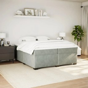 Box spring postel s matrací světle šedá 200x200 cm samet 3285305