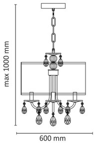 Lustr na řetězu BRESSO 4xE14/12W/230V černá