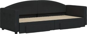 Válenda s přistýlkou a zásuvkami černá 80 x 200 cm textil 3197221