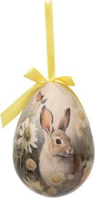 2ks dekorace závěsné vajíčko s králíčky Spring Egg - Ø 11*15 cm