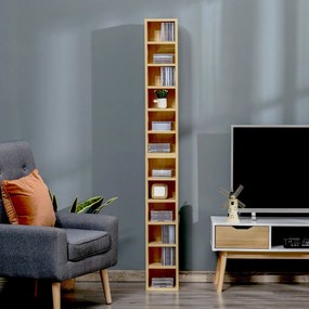 HOMCOM Sada 2 sloupových polic pro skladování CD-DVD, 6 + 6 oddílů, rozměry 21D x 19Š x 88V cm, maximální kapacita 160 CD, barva buku