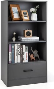 Costway 120 cm knihovna se zásuvkami 4 úrovně dřevěná odkládací police stojící