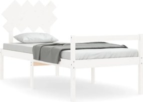 Postel s čelem pro seniory bílý Single masivní dřevo 3195512