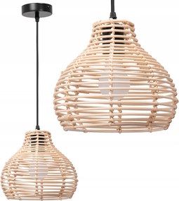Pletená Bambusová Závěsná Lampa Natural Boho XL