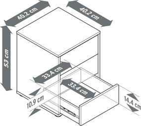 Tchibo - Noční stolek boxspring - barva: bílá