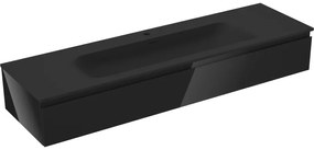 Mexen Orio koupelnová skříňka 160 cm s umyvadlem Vela, 1 zásuvka, černý lesk/černý mat - 91A10-16023-1-BF70-W23M71